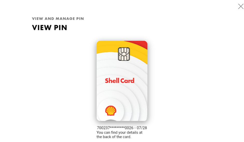 Shell Card PIN Guide
