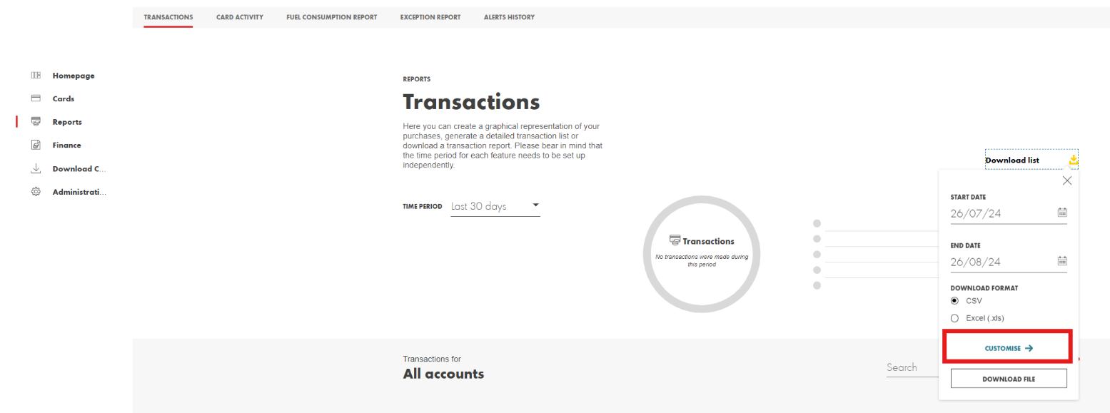How to generate (customized) transactions reports?